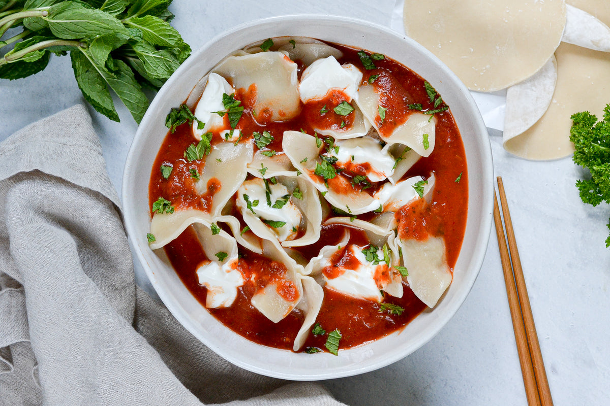 Turkish Mint Manti (Dumplings)